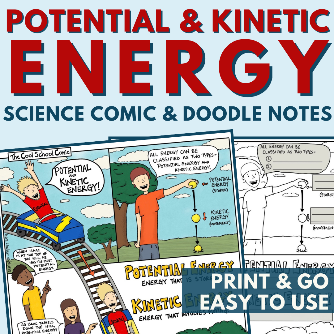 Potential and Kinetic Energy Doodle Notes Package - Cool School Comics