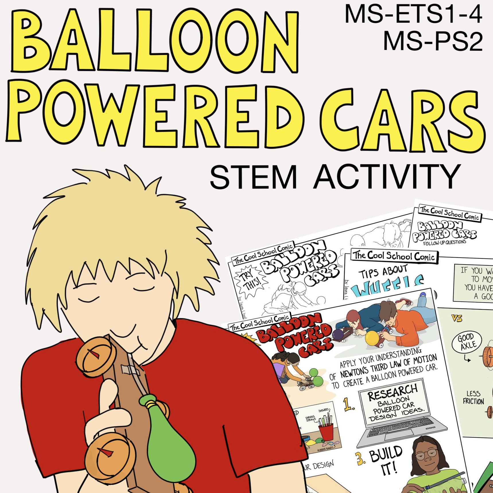 Action-Reaction Balloon Powered Cars - Cool School Comics