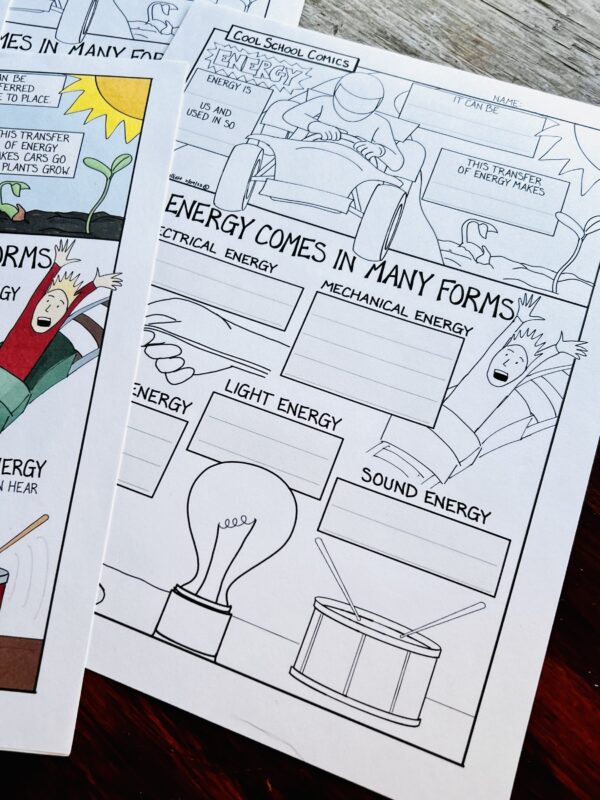 Forms of Energy Worksheet or Science Cartoon?