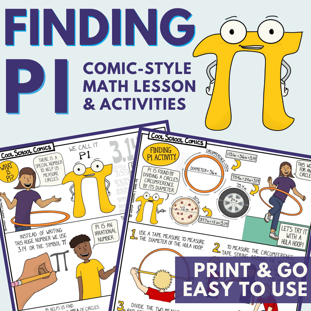 Pi Day Math Lesson, Worksheets, and Activity - Cool School Comics
