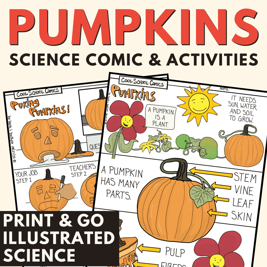 Pumpkin Investigation, Worksheets, Coloring Pages - Cool School Comics
